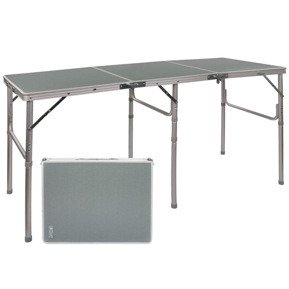 AKTIVE Camping - Table Pliante en Aluminium et Bois, Hauteur Réglable ...