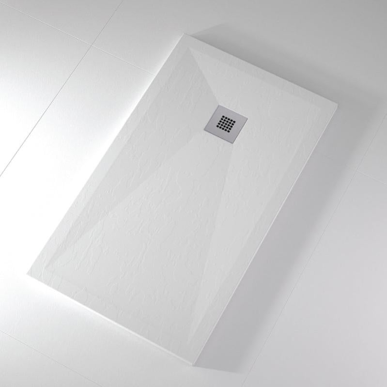 Plato de ducha pizarra PLUS BLANCO 70x100 cm rejilla inox | Leroy Merlin