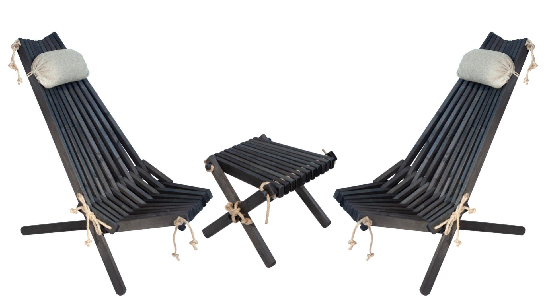 Offre 2 Chilienne EcoChair avec coussin + 1 Lilli Aulne / Noir, Huilé ...