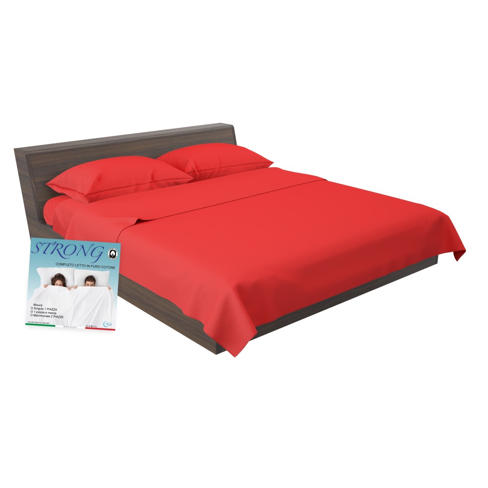 Set de Draps de Lit en Coton en couleur unie rouge STRONG fabriqué en ...