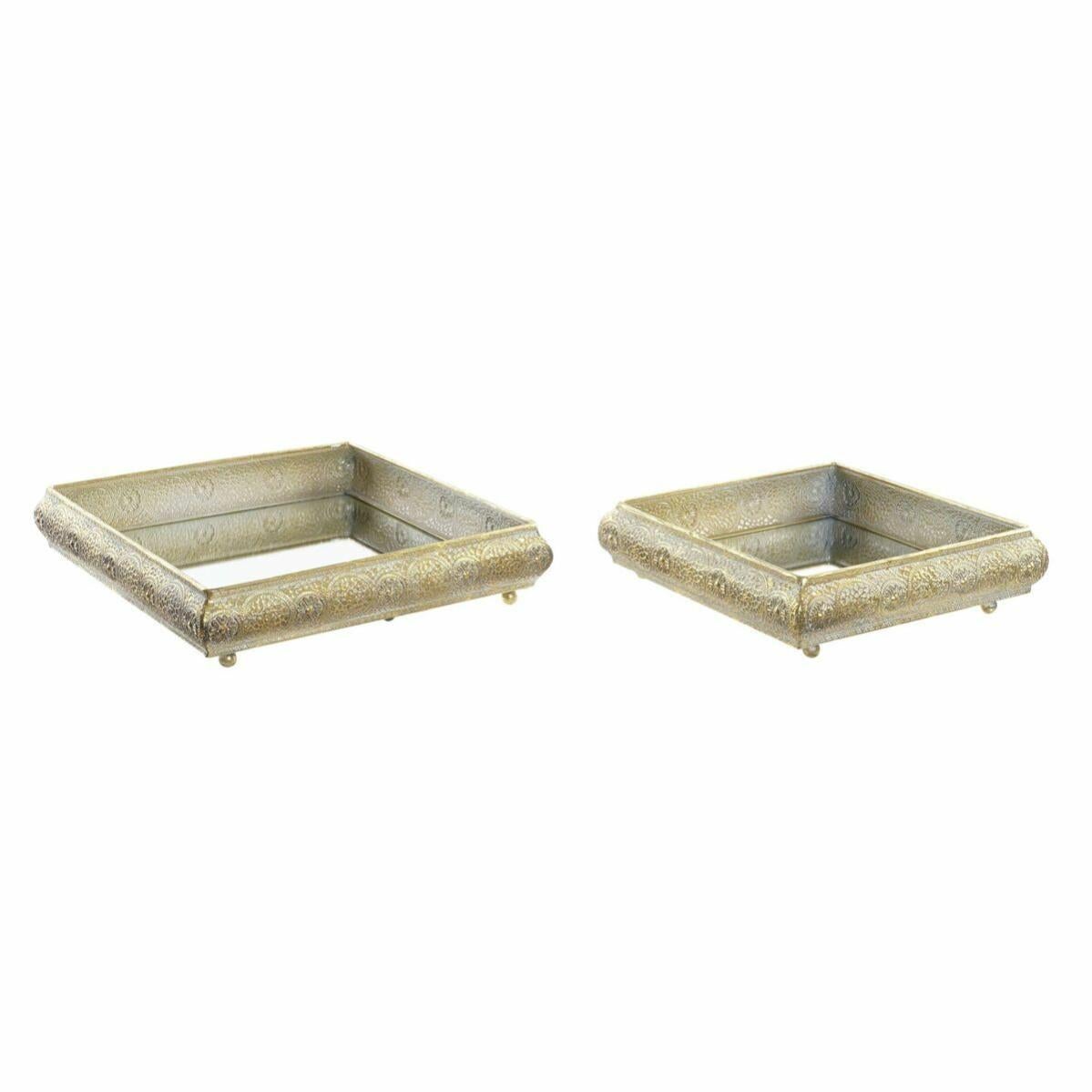 Jeux de plateaux DKD Home Decor Miroir Métal (27 x 27 x 6 cm) | Leroy ...