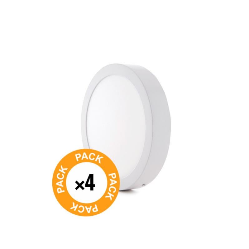 Pack 4 Plafones LED 20W 1.800Lm 6000ºK Superficie 40.000H [PE-2011P4-CW ...