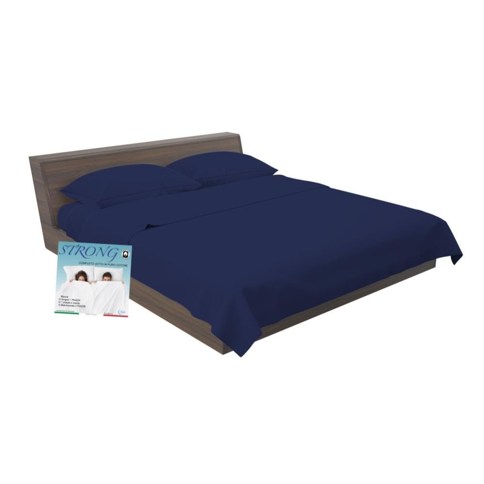 Set de Draps de Lit en Coton en couleur unie BLEU FONCÉ STRONG fabriqué ...