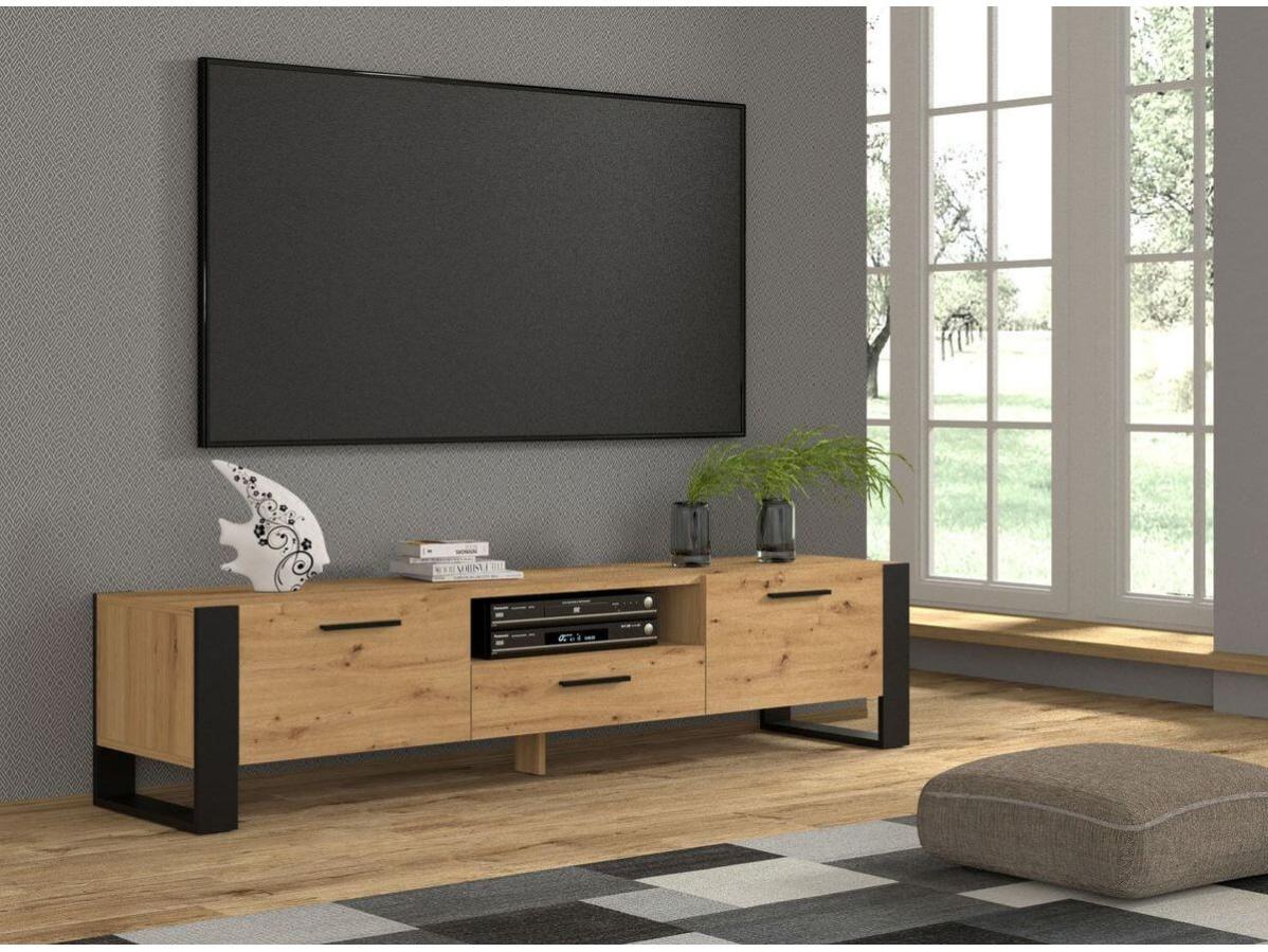 BOBOCHIC Meuble TV 200 cm NUKA bois et noir | Leroy Merlin