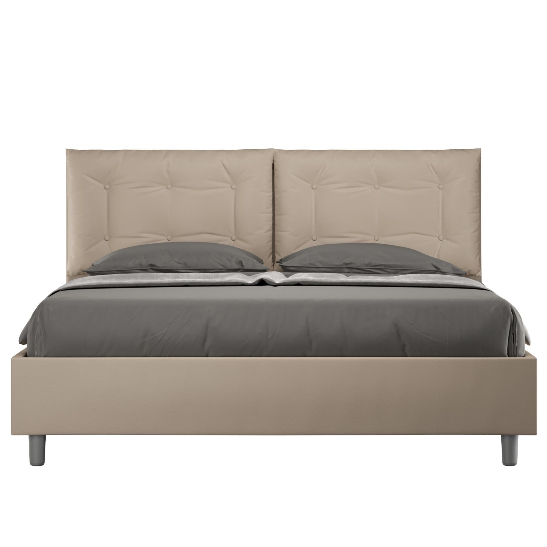 Letto matrimoniale contenitore imbottito 160x210 similpelle tortora ...