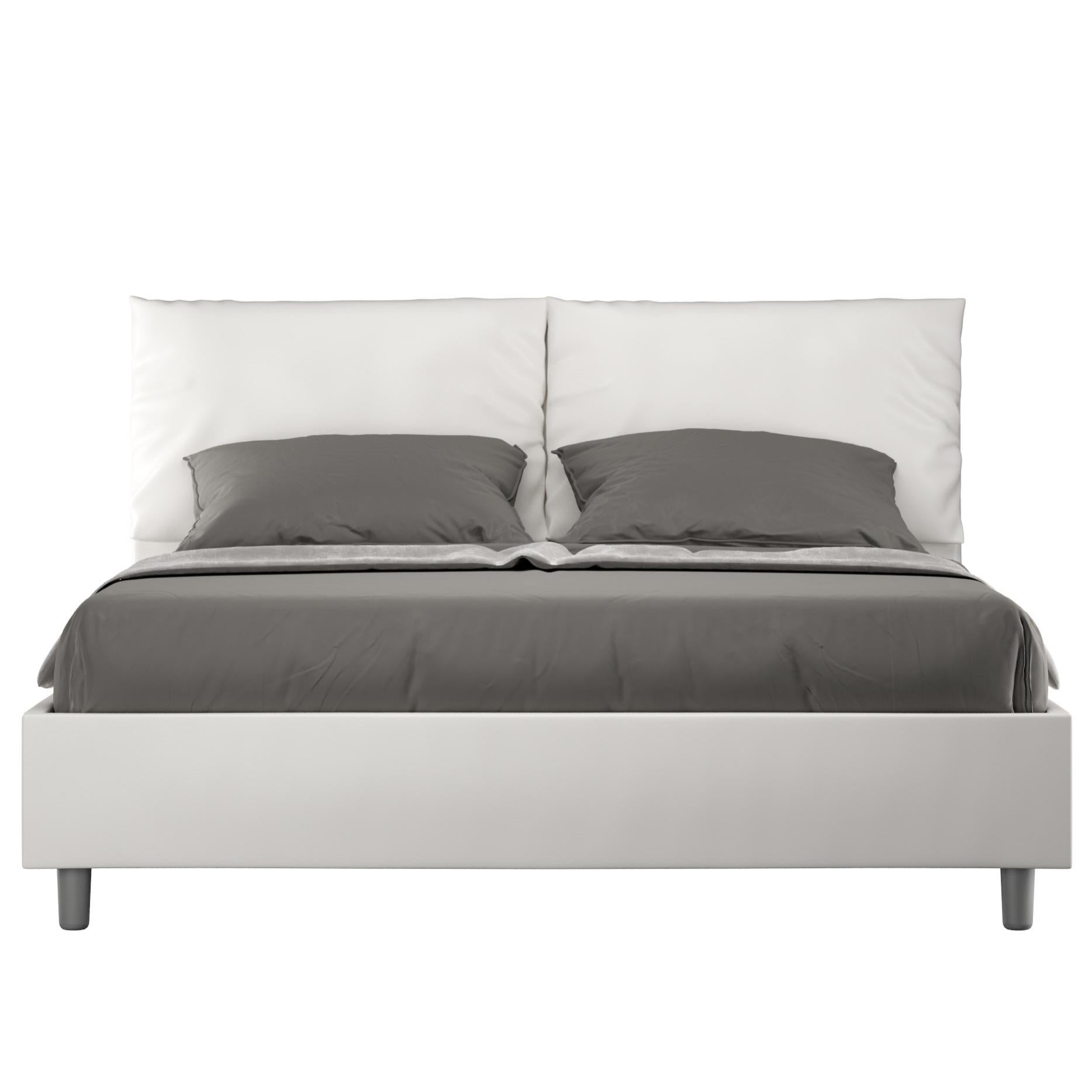 Letto matrimoniale contenitore imbottito 160x210 similpelle bianco ...
