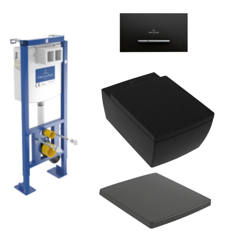 VILLEROY & BOCH Pack WC suspendu Memento 2.0 noir mat avec abattant ...