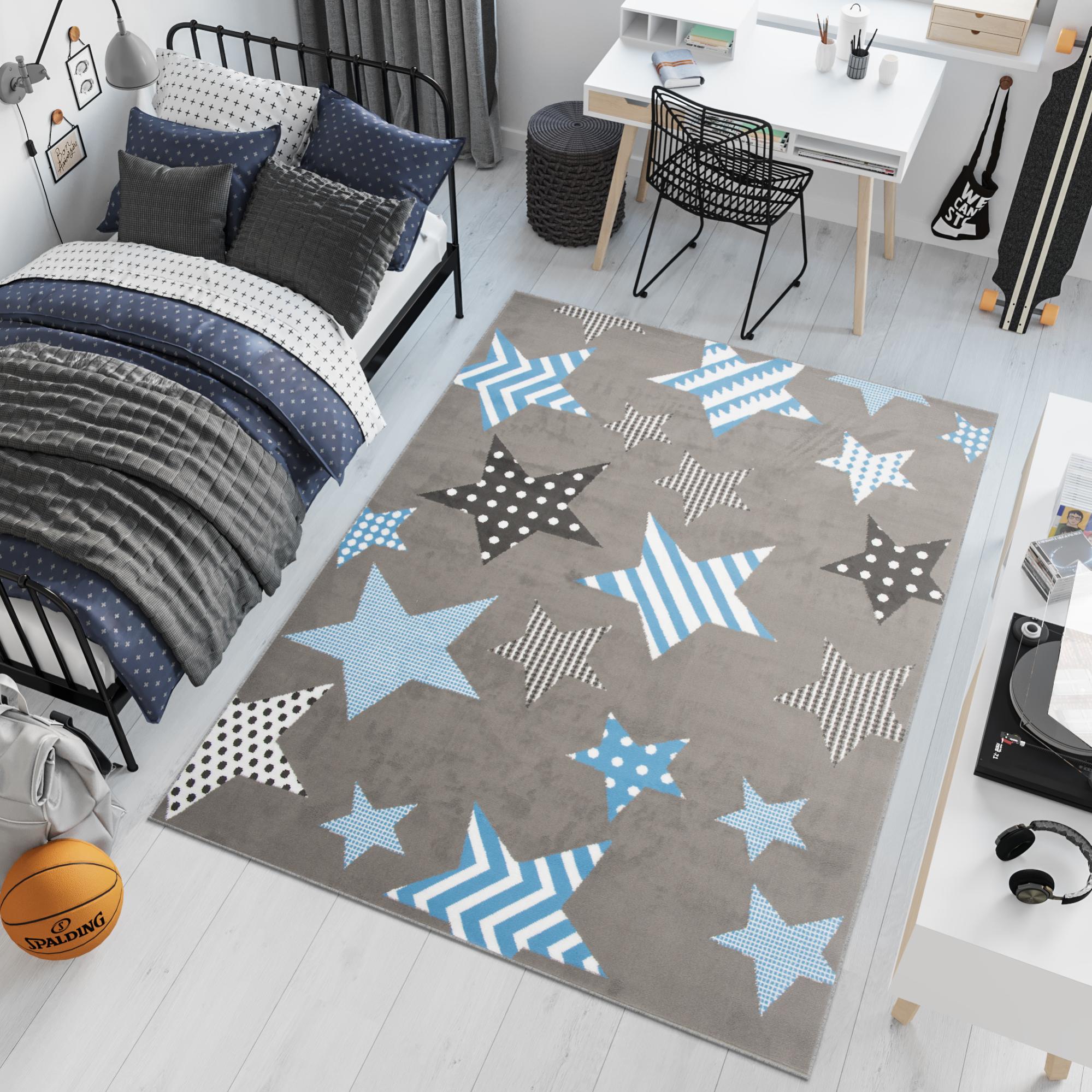 TAPISO Luxury Tapis de Salon Chambre Ado Moderne Gris Bleu Blanc Noir ...