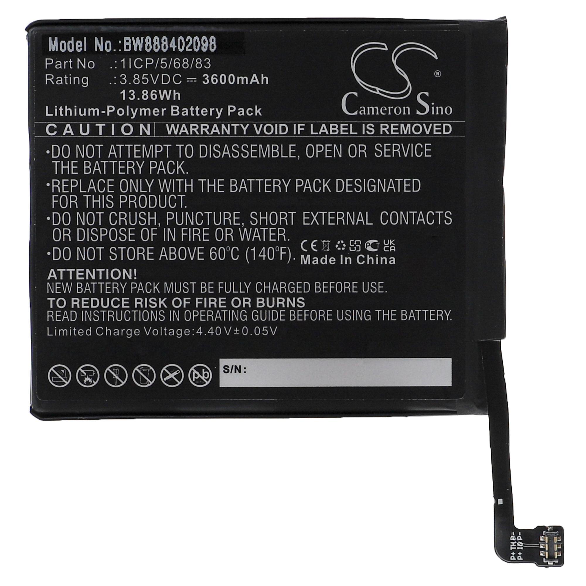 Vhbw Batterie remplacement pour Umi 1ICP/5/68/83 pour téléphone portable (3600mAh, 3,85V, Li ...