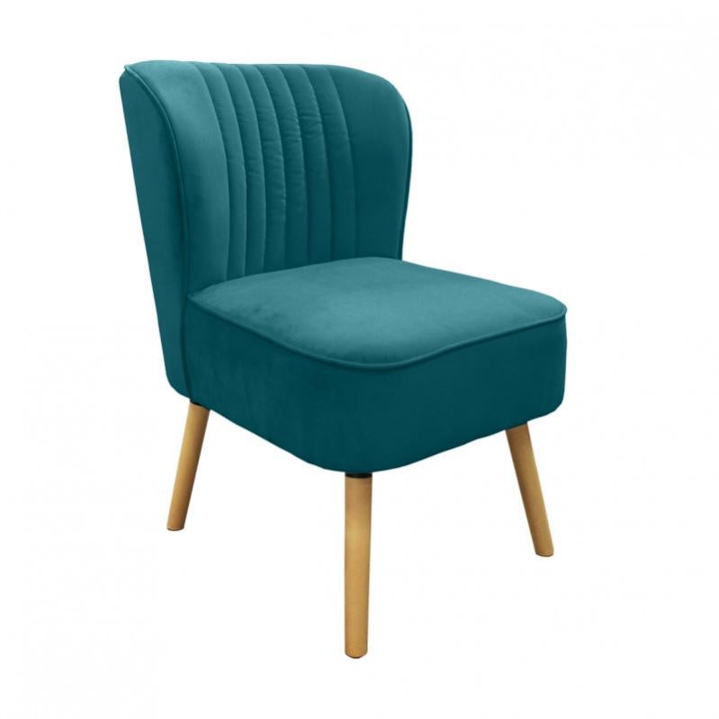 Petit fauteuil bas velours bleu canard inspiration crapaud - ZELIE ...