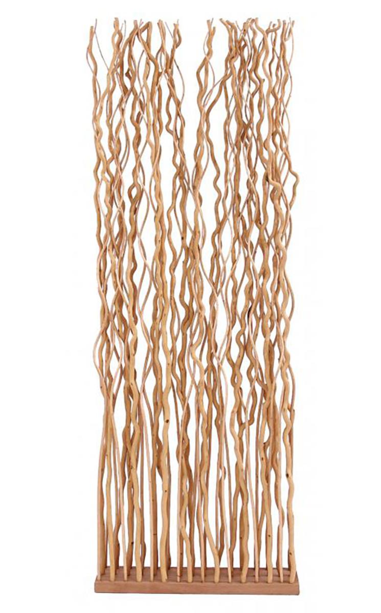 Paravent avec socle en bois + 45 tiges en osier - longueur 66 x profondeur 14 x hauteur 180 cm ...