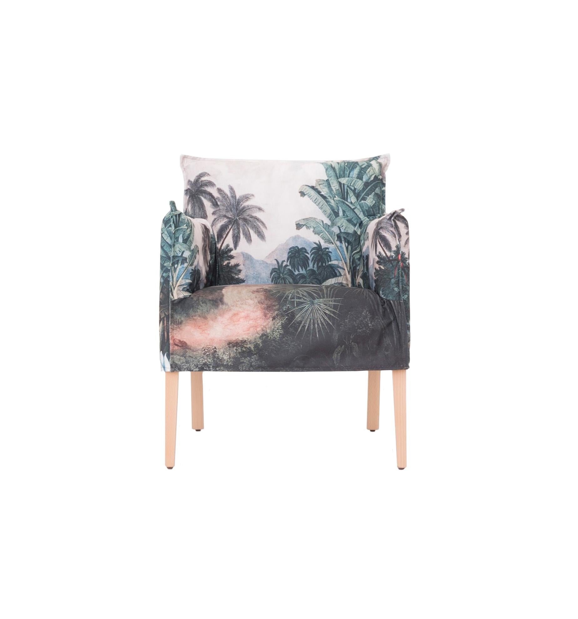 Sillon SINTRA de madera haya maciza estampado selva | Leroy Merlin