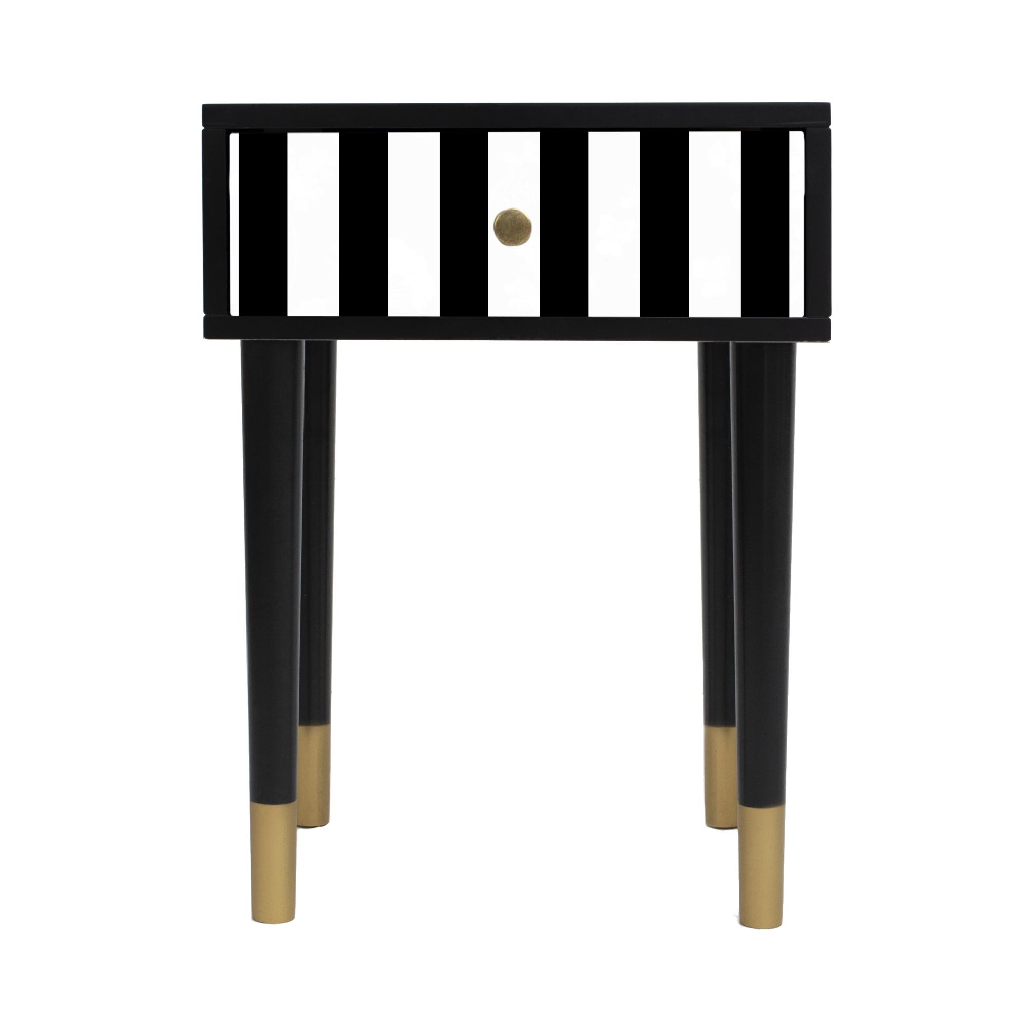 Comodino in MDF stampato con frange bianche e nere. | Leroy Merlin