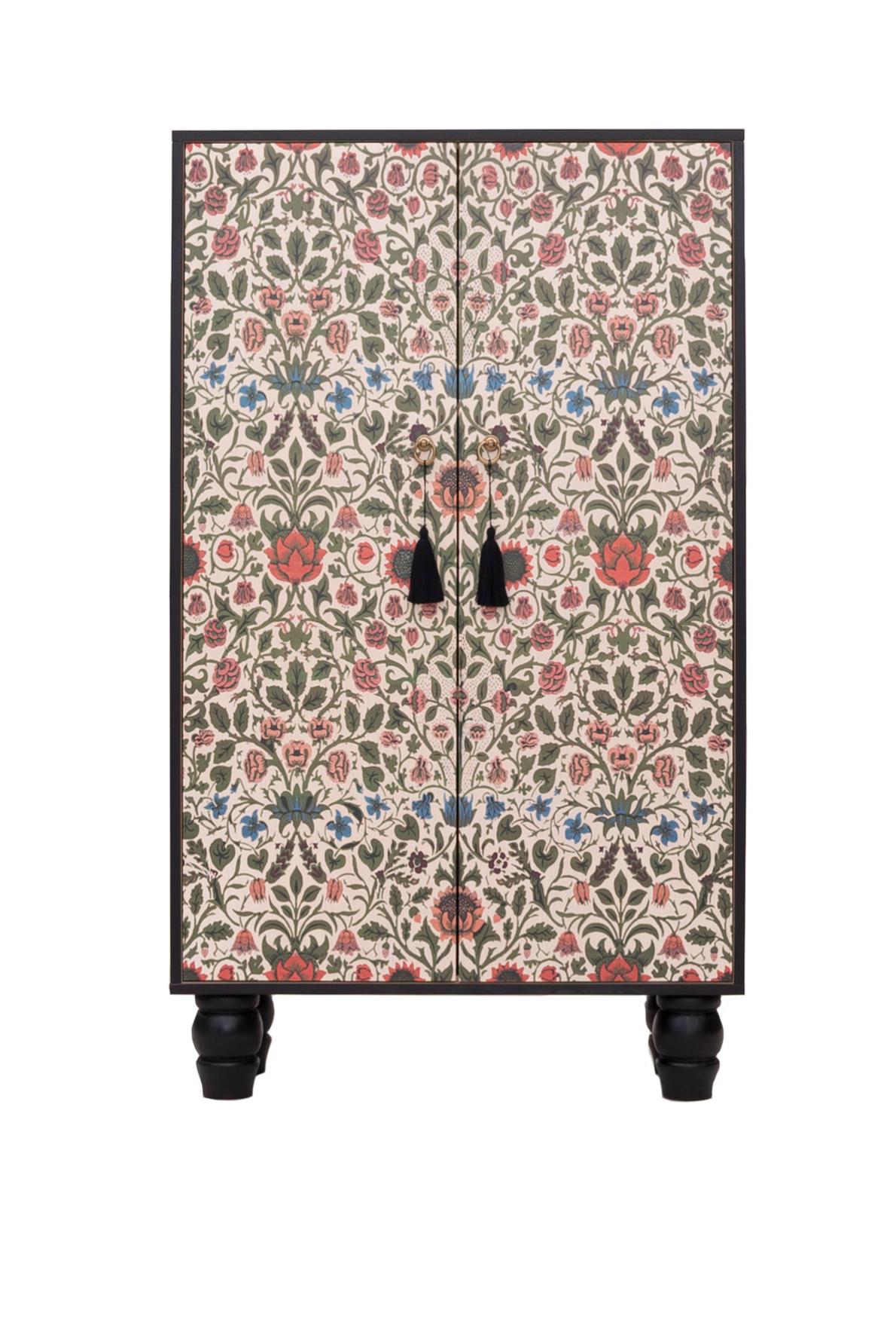 Buffet WILLIAMS GARDEN in pino massiccio con stampa floreale su sfondo ...