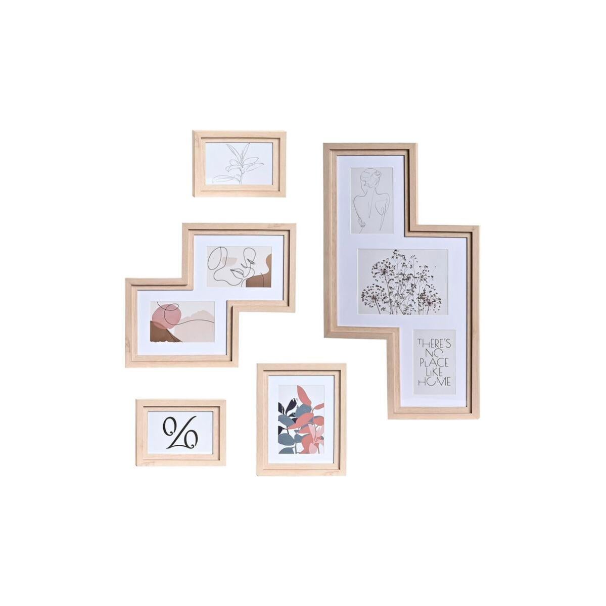 Porte photos mural DKD Home Decor Urban Verre Naturel Multicouleur Bois ...