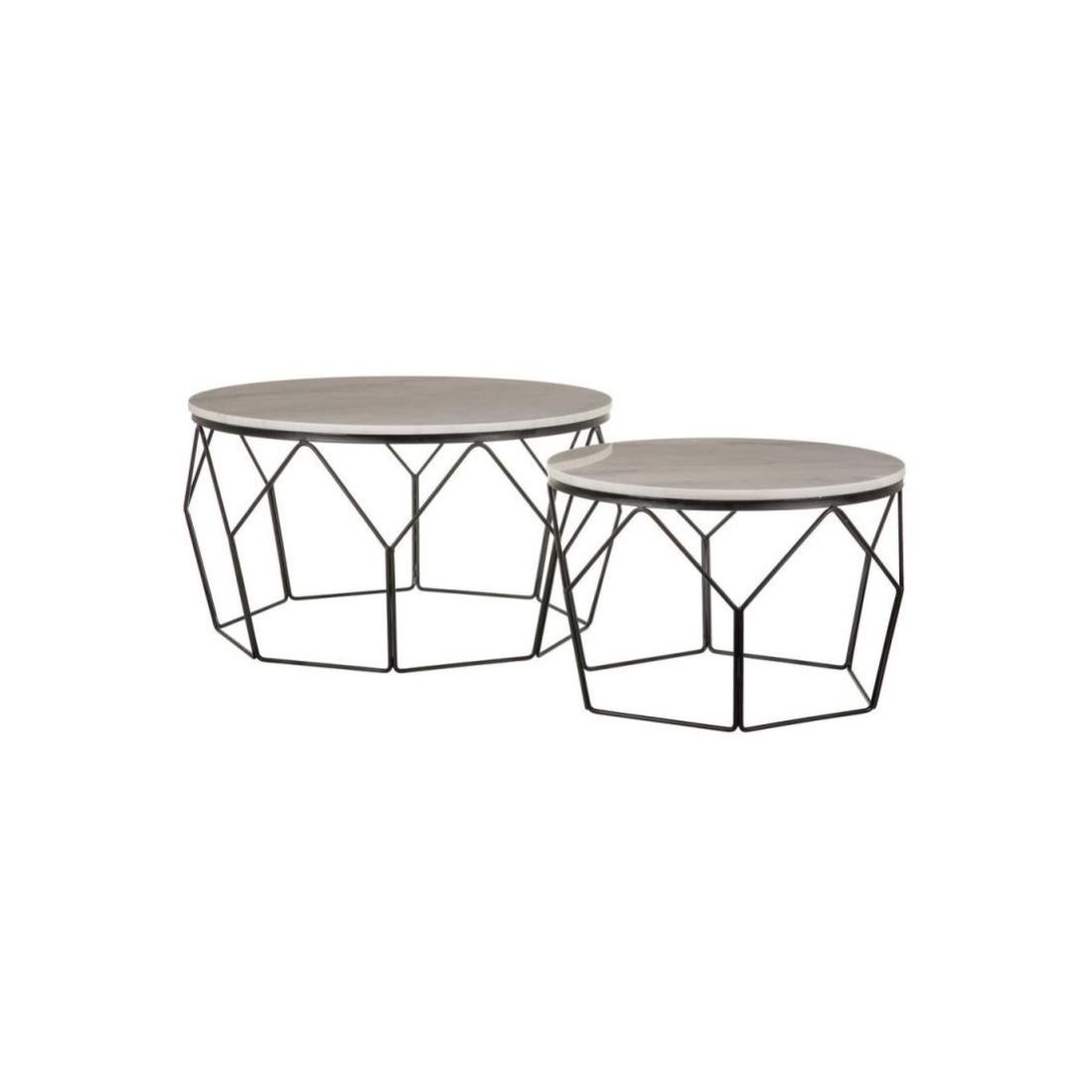 Duo tables basses rondes Marbre/Métal - DALISHI | Leroy Merlin
