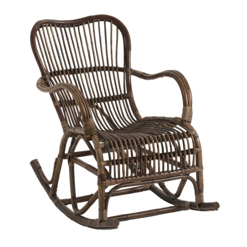 Rocking chair en Rotin foncé - RICKY | Leroy Merlin