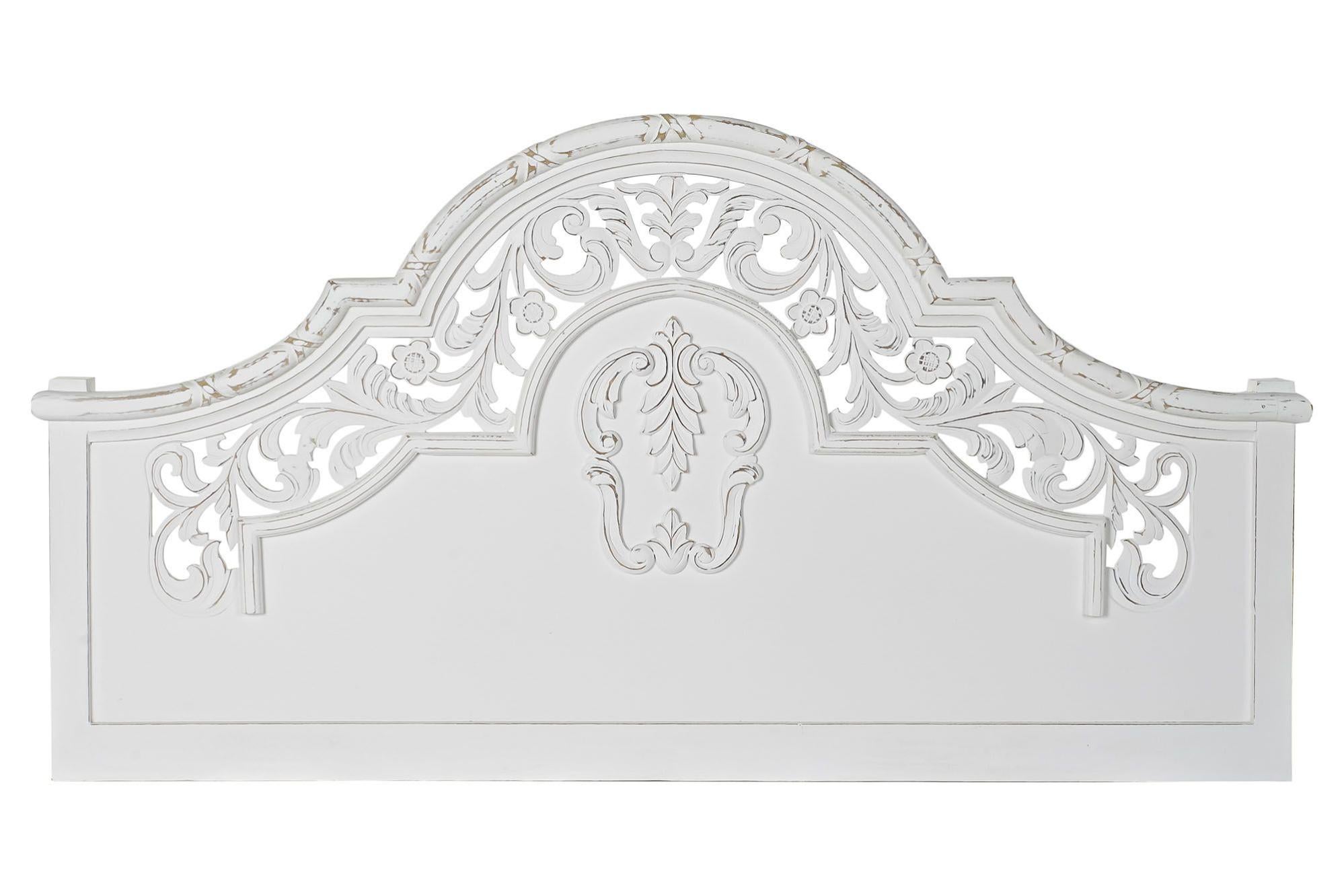 Tête de lit en bois de manguier coloris blanc - Longueur 164 x ...