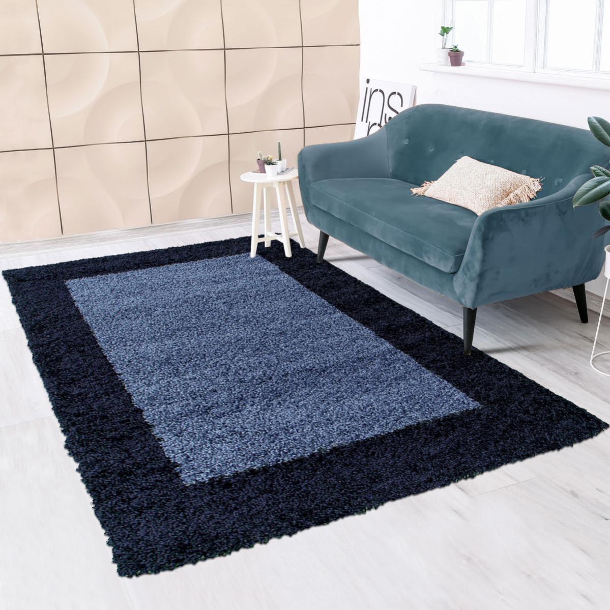 Tapis shaggy BORDURE 300x400 bleu OEKO-TEX® | Leroy Merlin