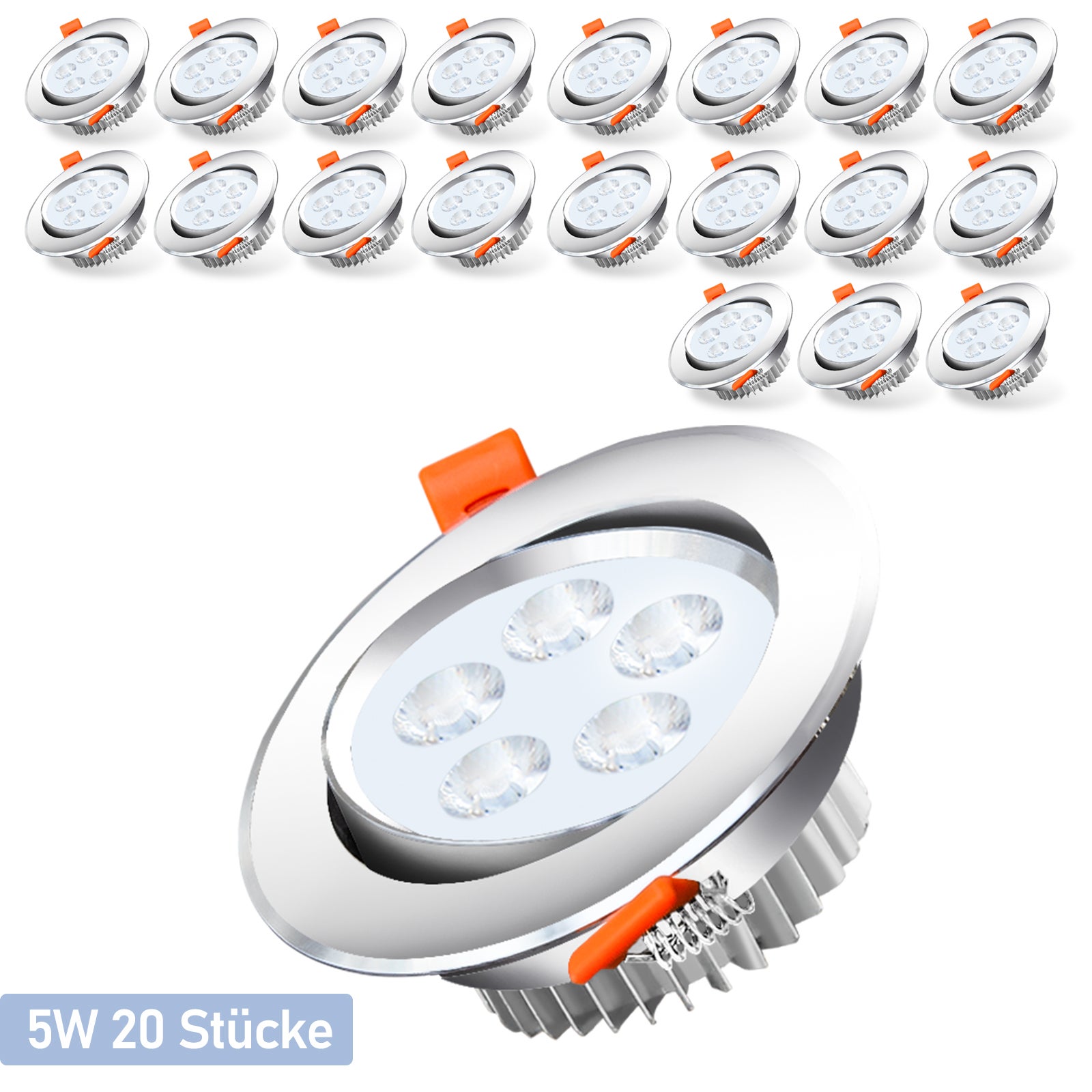 Lot De 20 Spots Encastrable Led Intégrés Spots à Encastrer 5w Blanc