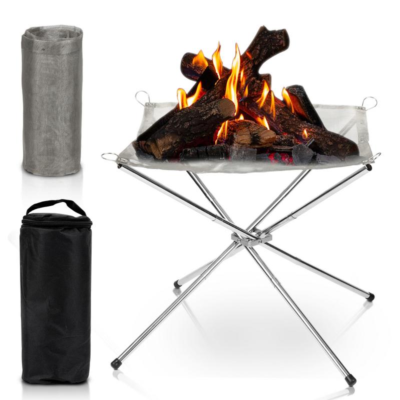 Foyer Filet en acier inoxydable Camping extérieur 56X56CM Pliable avec ...