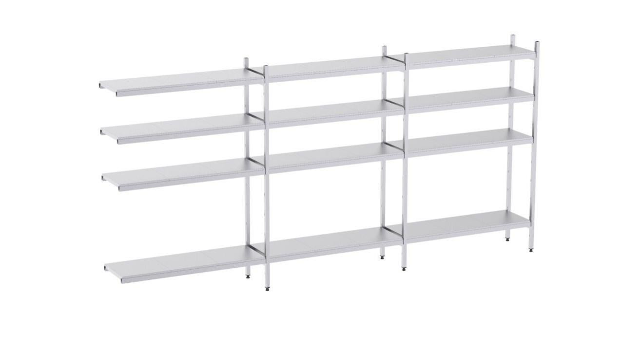 Rayonnage en Acier Inoxydable d'Angle - 4090 à 4920 mm - 4 Niv - P500 ...