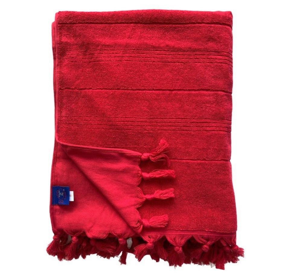 Serviette Hammam éponge Rouge 150x180 330g/m² | Leroy Merlin