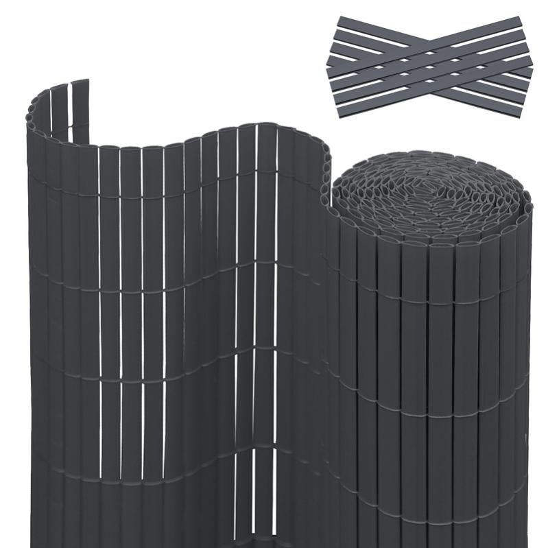 Recinzione bifacciale in PVC per giardini, balconi e terrazze, con superficie strutturata, 180 x ...