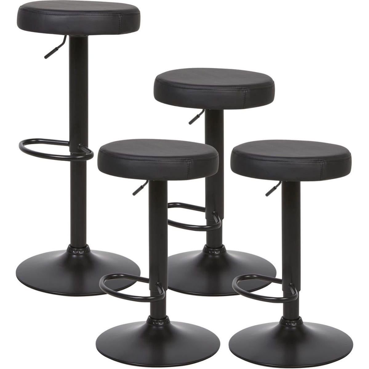 PACO - Lot de 4 Tabourets de Bar Assise PVC Pieds Métal | Leroy Merlin