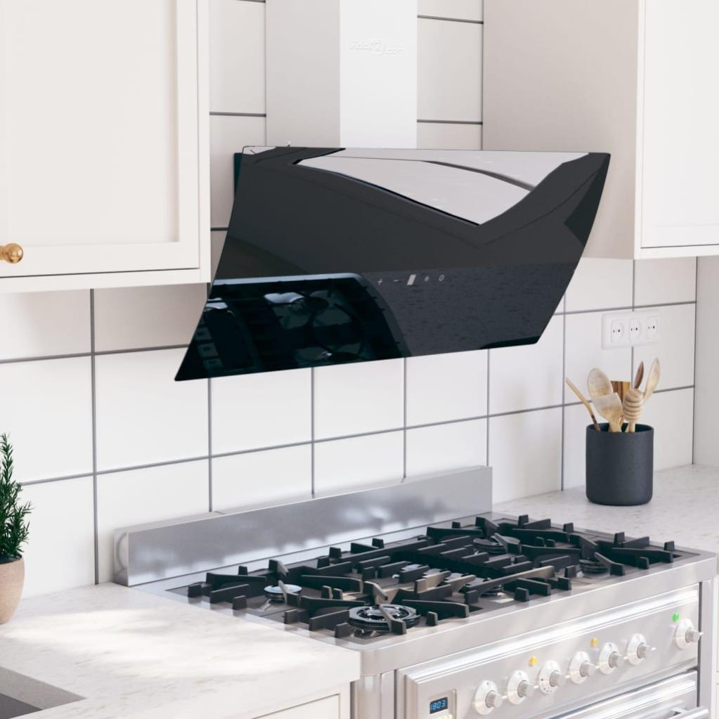 VidaXL Cappa a Parete 90 cm in Acciaio e Vetro Temperato Nero | Leroy ...
