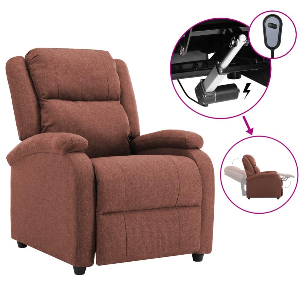 VidaXL Poltrona TV Elettrica Reclinabile Marrone in Tessuto | Leroy Merlin