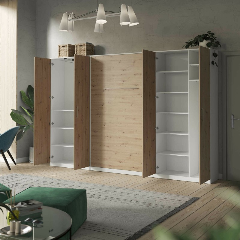 Lit escamotable +2 Placards Vertical 140x200+(80x2)cm Lit Rabattable ...