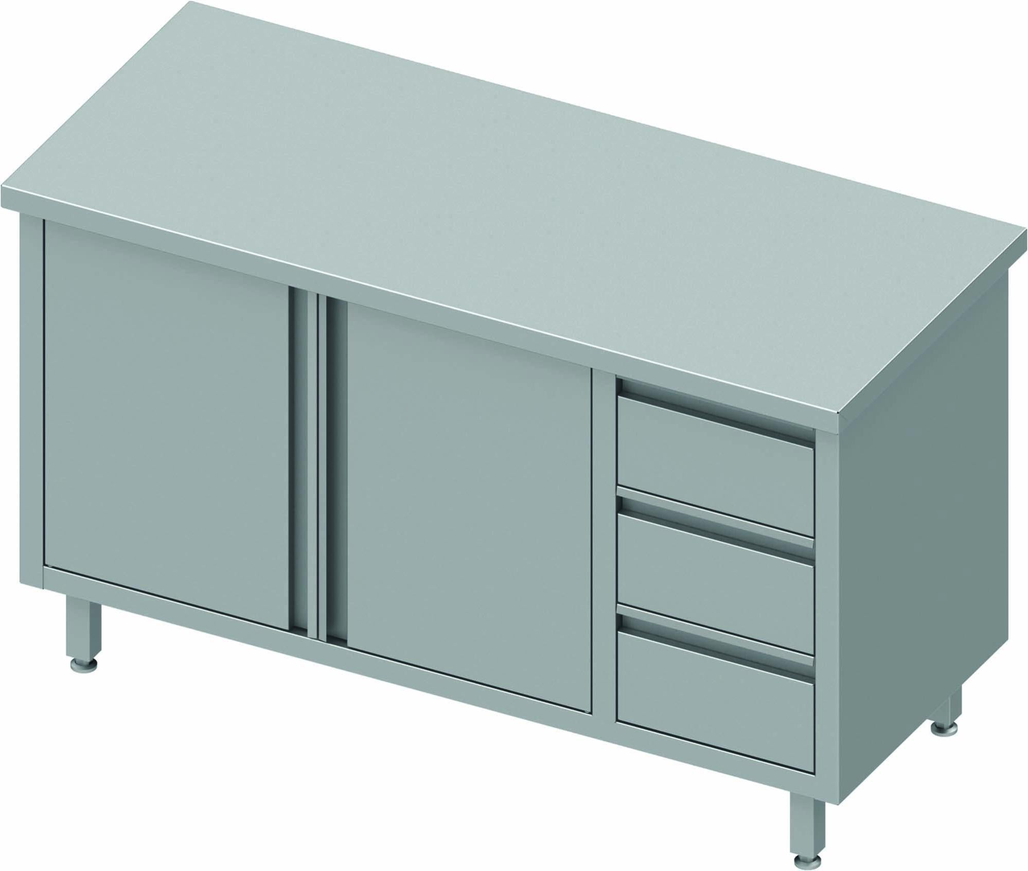 Table Armoire Inox - Porte & 3 Tiroirs - Gamme 600 - Stalgast | Leroy ...