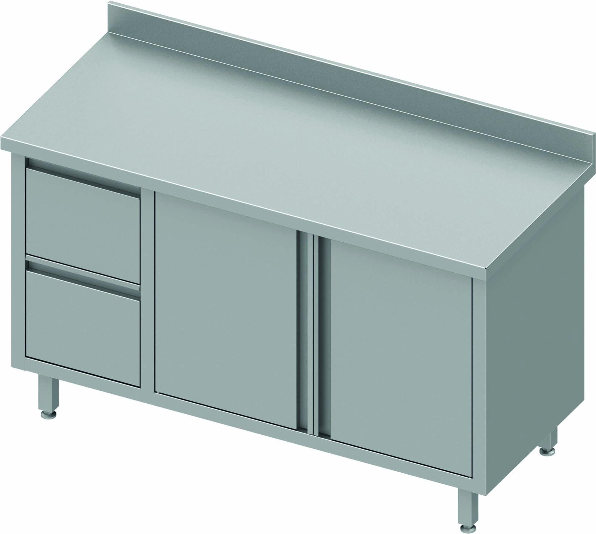 Table Armoire Inox Adossée - 2 Portes & 2 Tiroirs - Gamme 600 ...