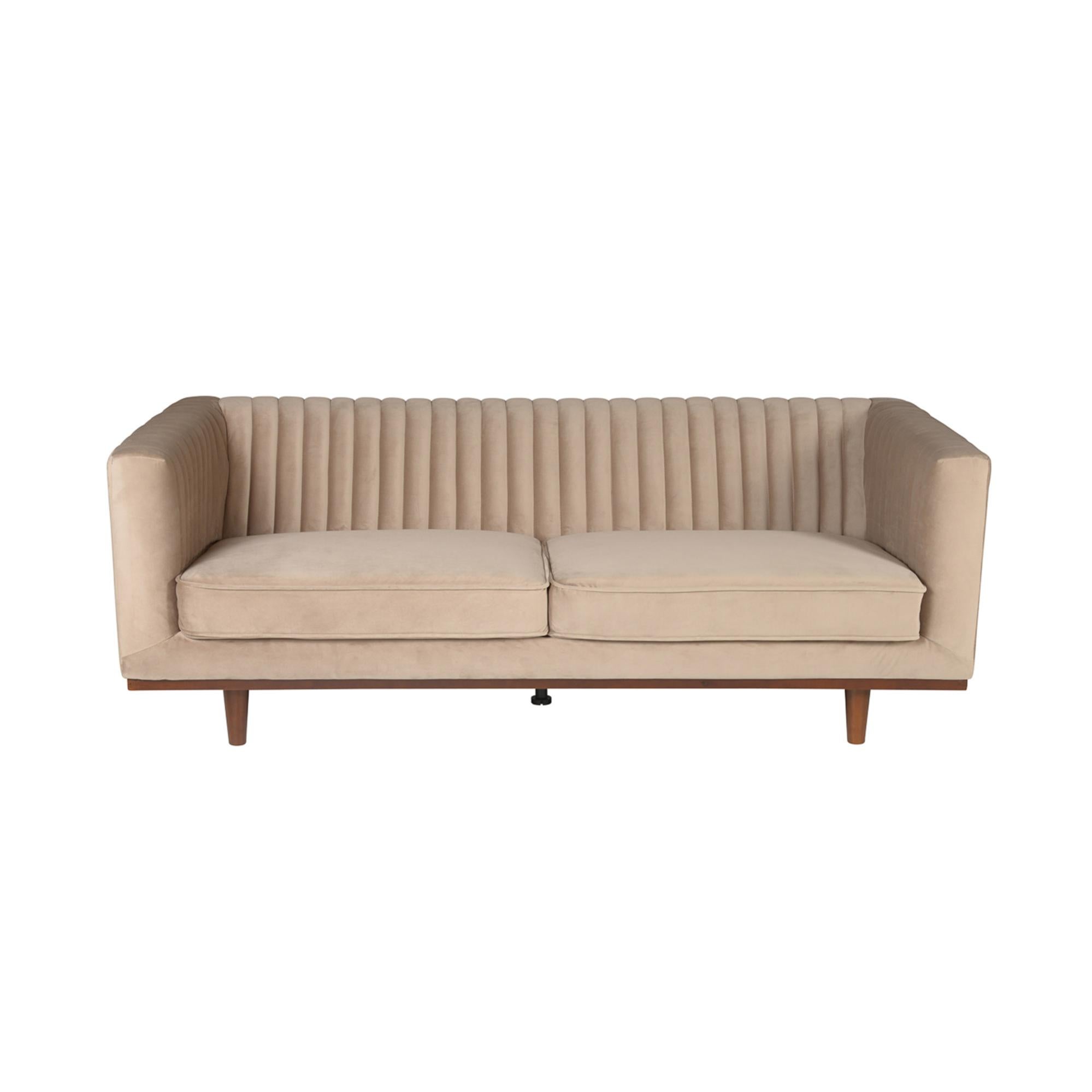 Canapé 3 places 210x87x72 cm en tissu velours beige - VALYO | Leroy Merlin