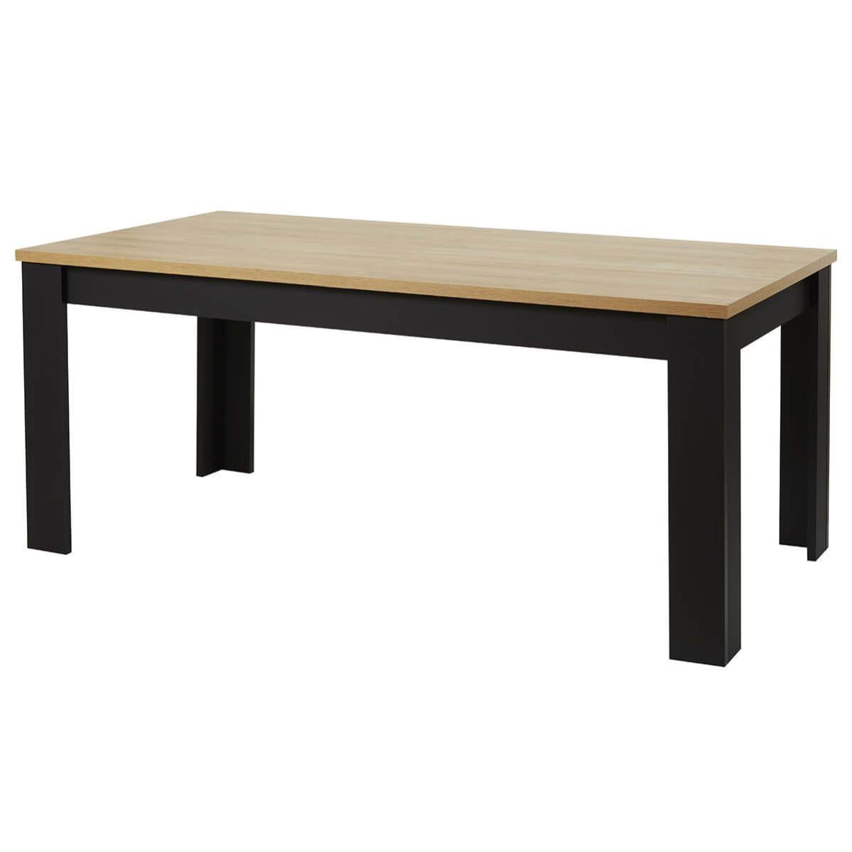 DANIEL - Table Repas 180cm Effet Bois et Piètement Noir | Leroy Merlin