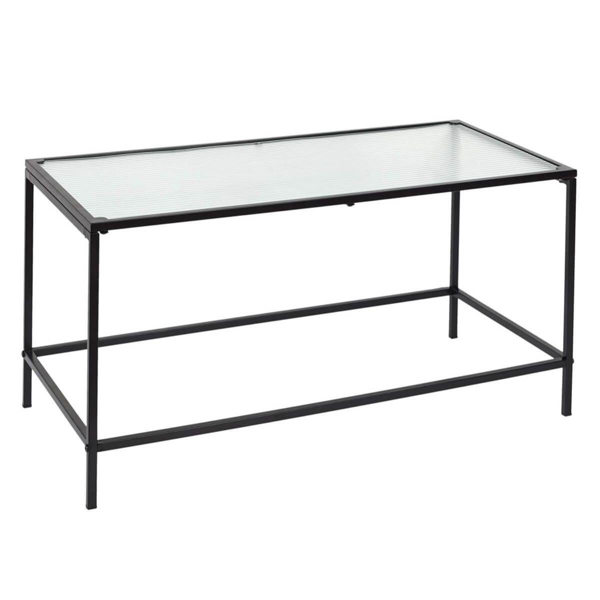 GLASSI - Table Basse Noire Plateau en Verre Texturé | Leroy Merlin