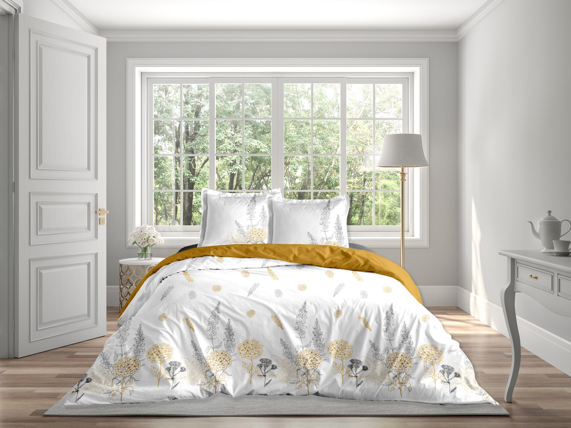 CALITEX - Parure 3 pièces 260x240 cm FRENCH CHIC GRIS OCRE | Leroy Merlin