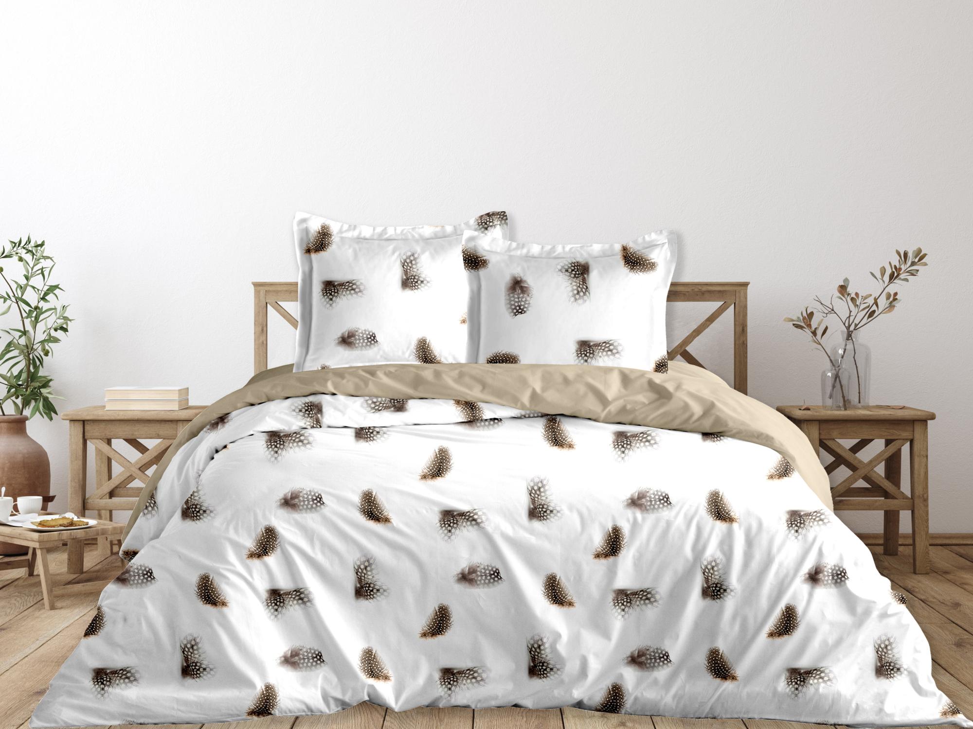 CALITEX - Parure 3 pièces 240x220 cm ENVOLEE DE PLUME GRIS | Leroy Merlin