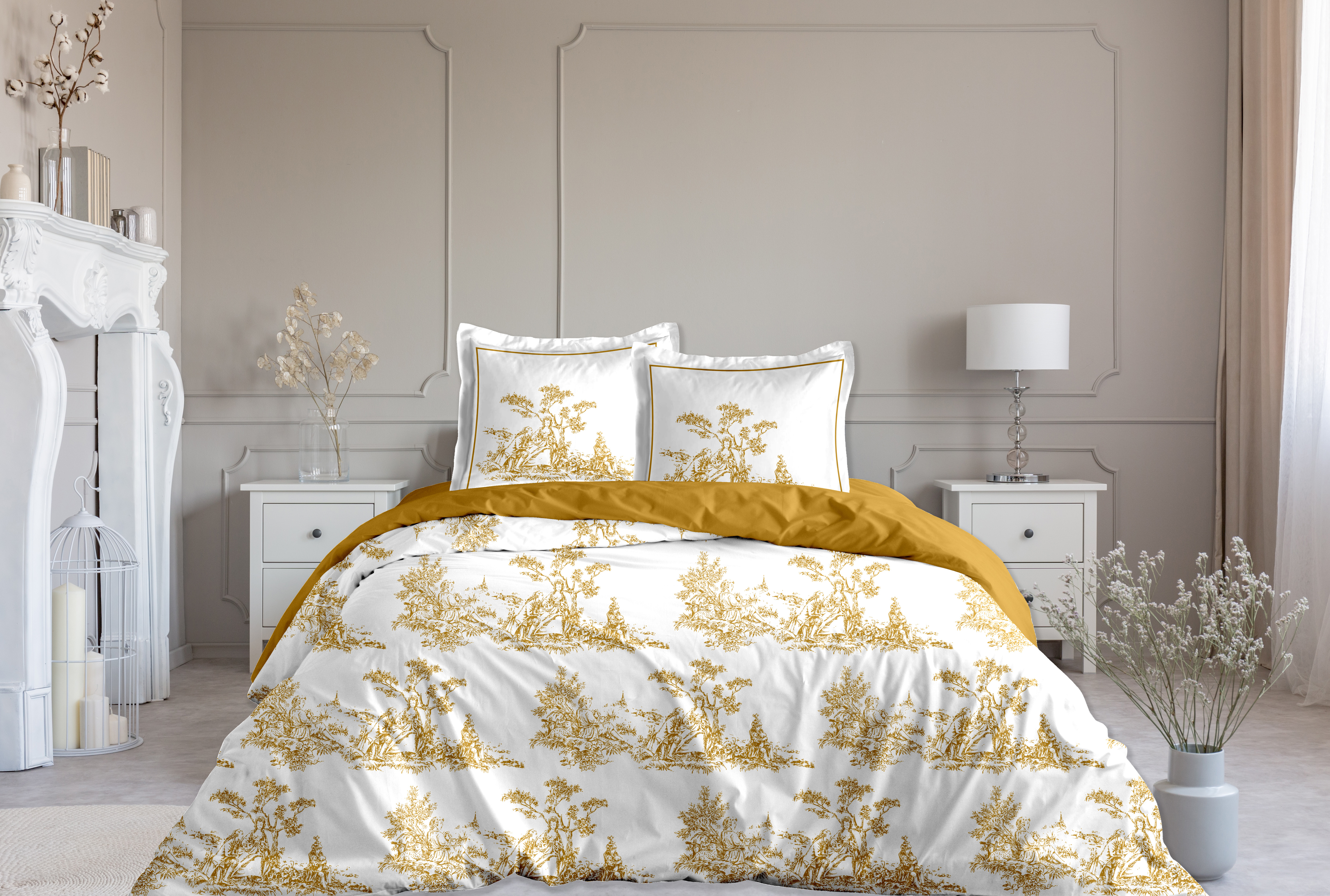 CALITEX - Parure 3 pièces 240x220 cm JOUR DE SEDUCTION OCRE | Leroy Merlin