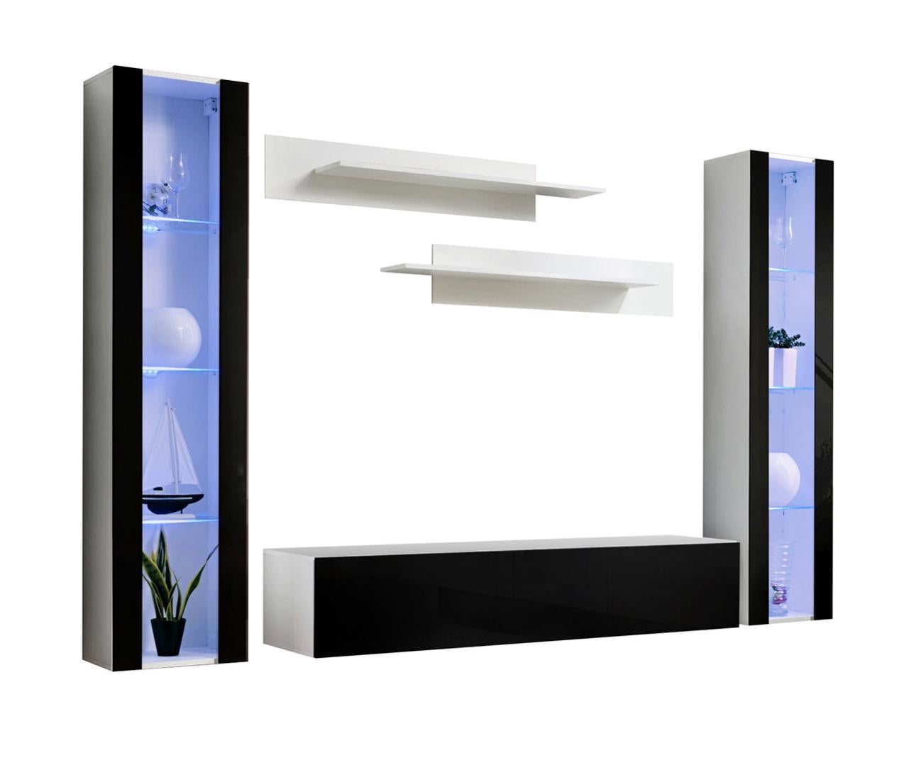 Mobile da Sogiorno – Blanco e Nero Finitura lucida LED – 280cm – NORA 8 ...