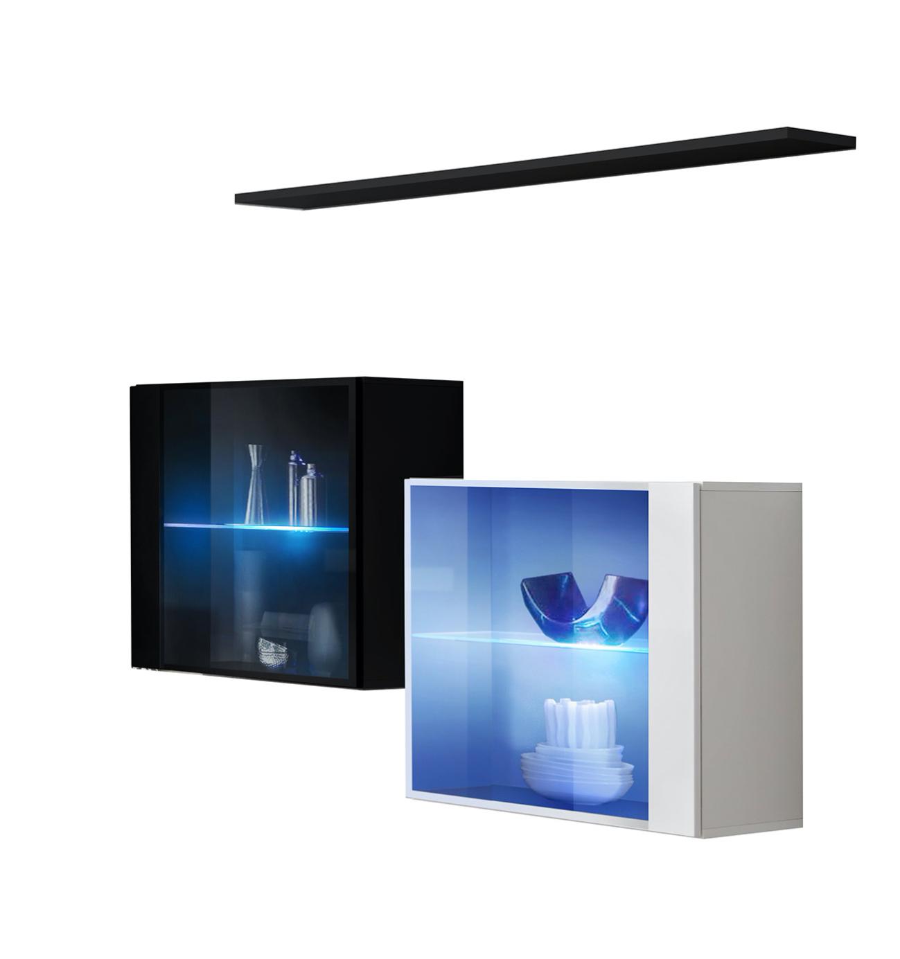 Mobile Da Soggiorno Berit Modello 5 D Nero E Bianco Finitura Lucida