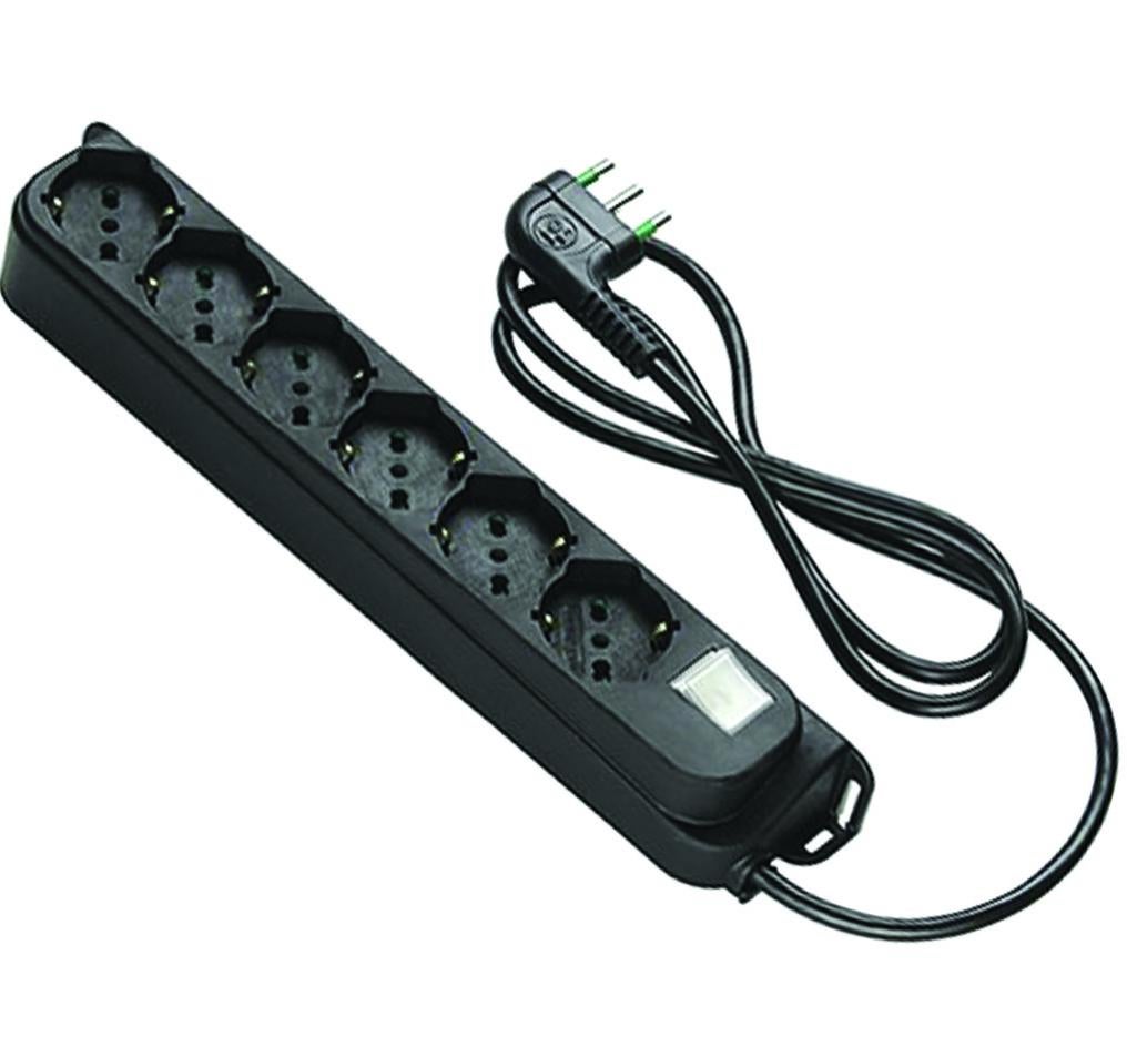 Multipresa 6 posti bipasso + schuko con interrutt. linea retail nera ...