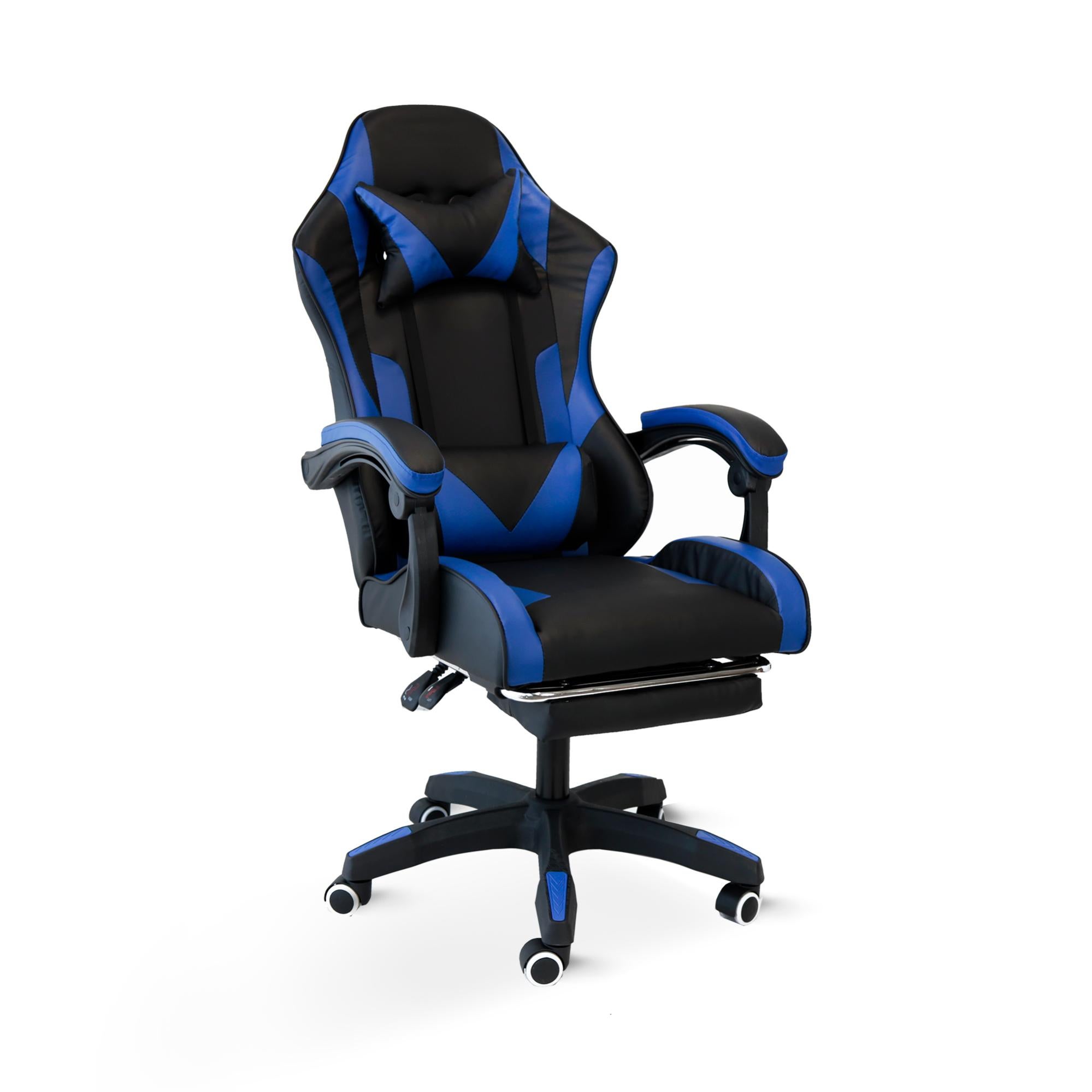 POLTRONA RACING OMEGA C/P-PIEDI NERA/BLU SIMILP. | Leroy Merlin