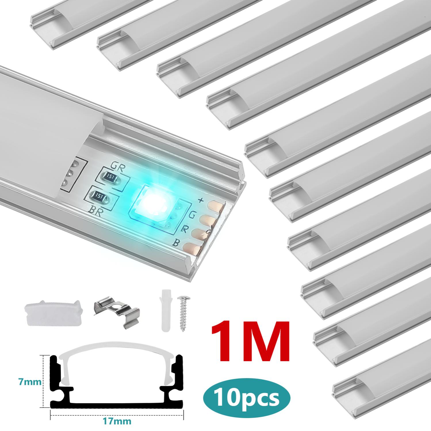 10x1M Profilé Alluminio LED Angolo Anodizzato Diffusore laiteux pour ...