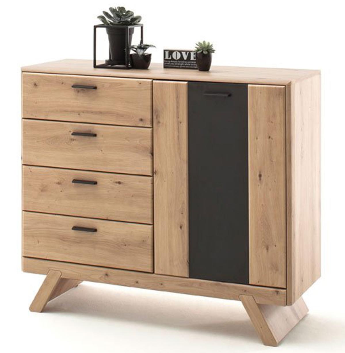 Commode de rangement coloris chêne - Longueur 119 x Hauteur 103 x ...