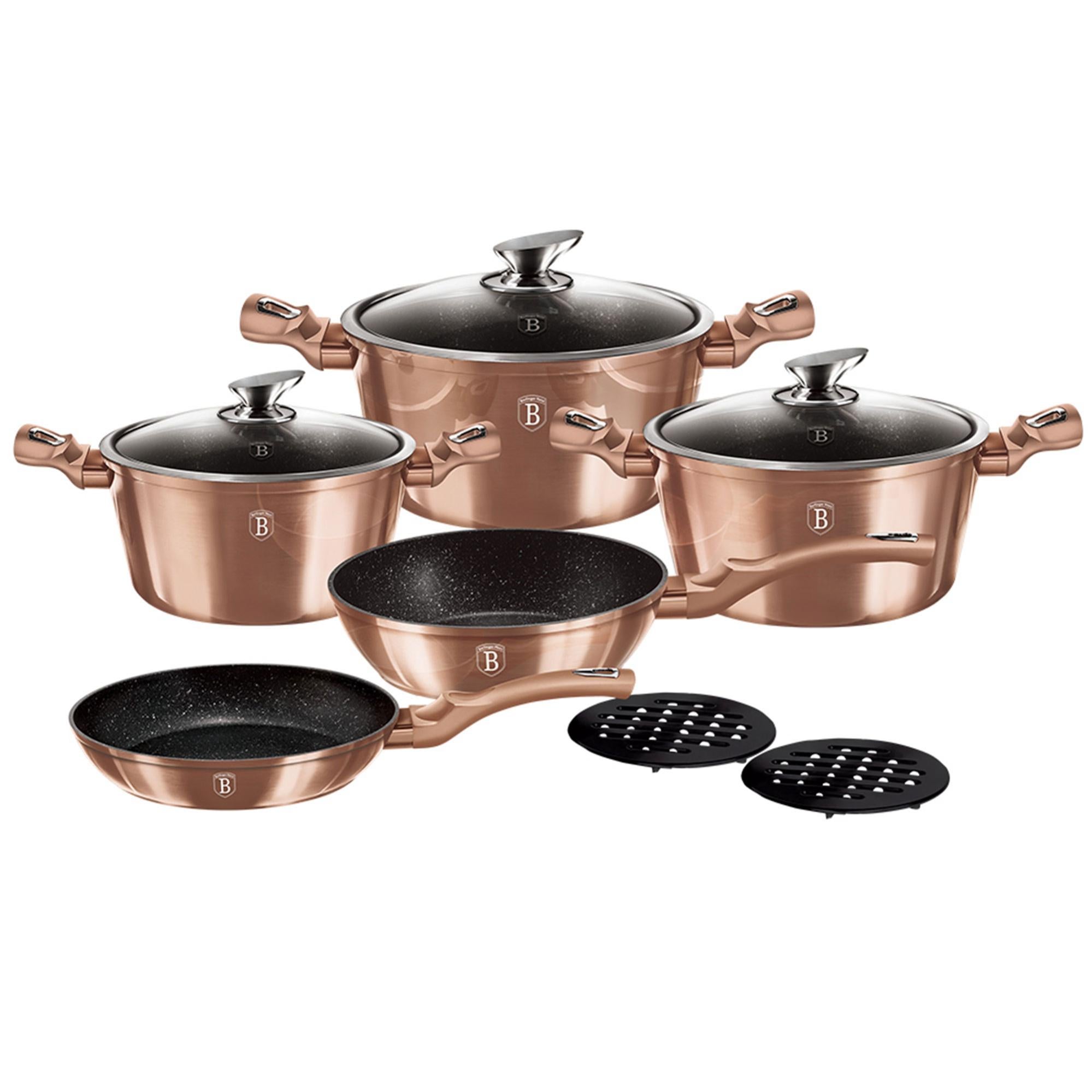 Set Pentole Induzione 10-Piece Alluminio Antiaderente 3 Casseruoli, 2 ...