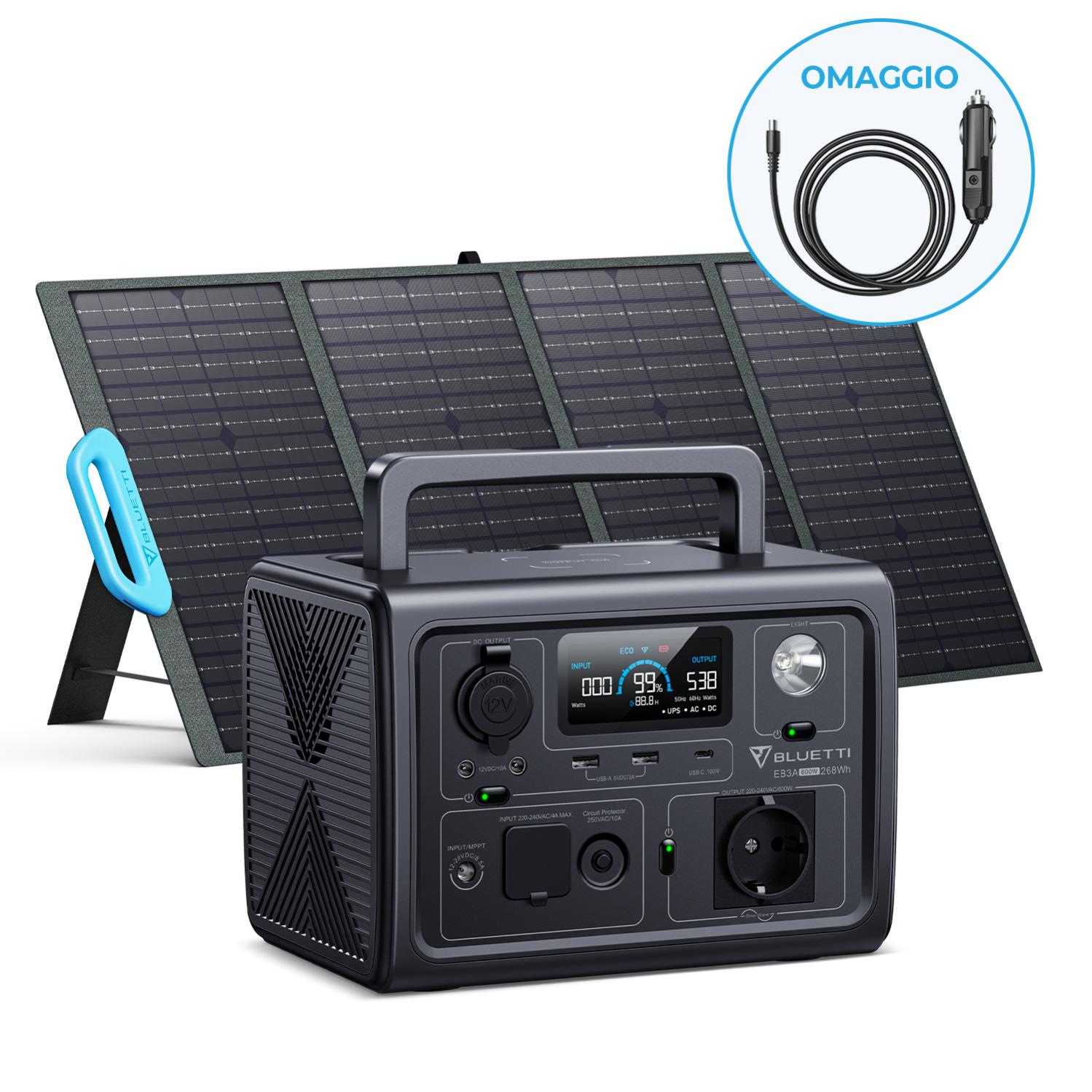 Power Station BLUETTI EB3A con PV120 Pannello Solare Incluso, 268Wh ...