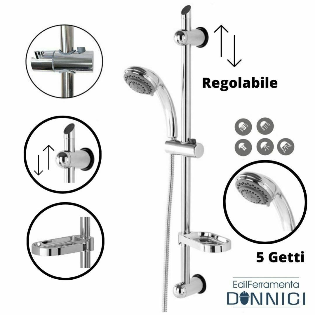 Asta Saliscendi per doccia regolabile doccetta 5 getti soffione ...