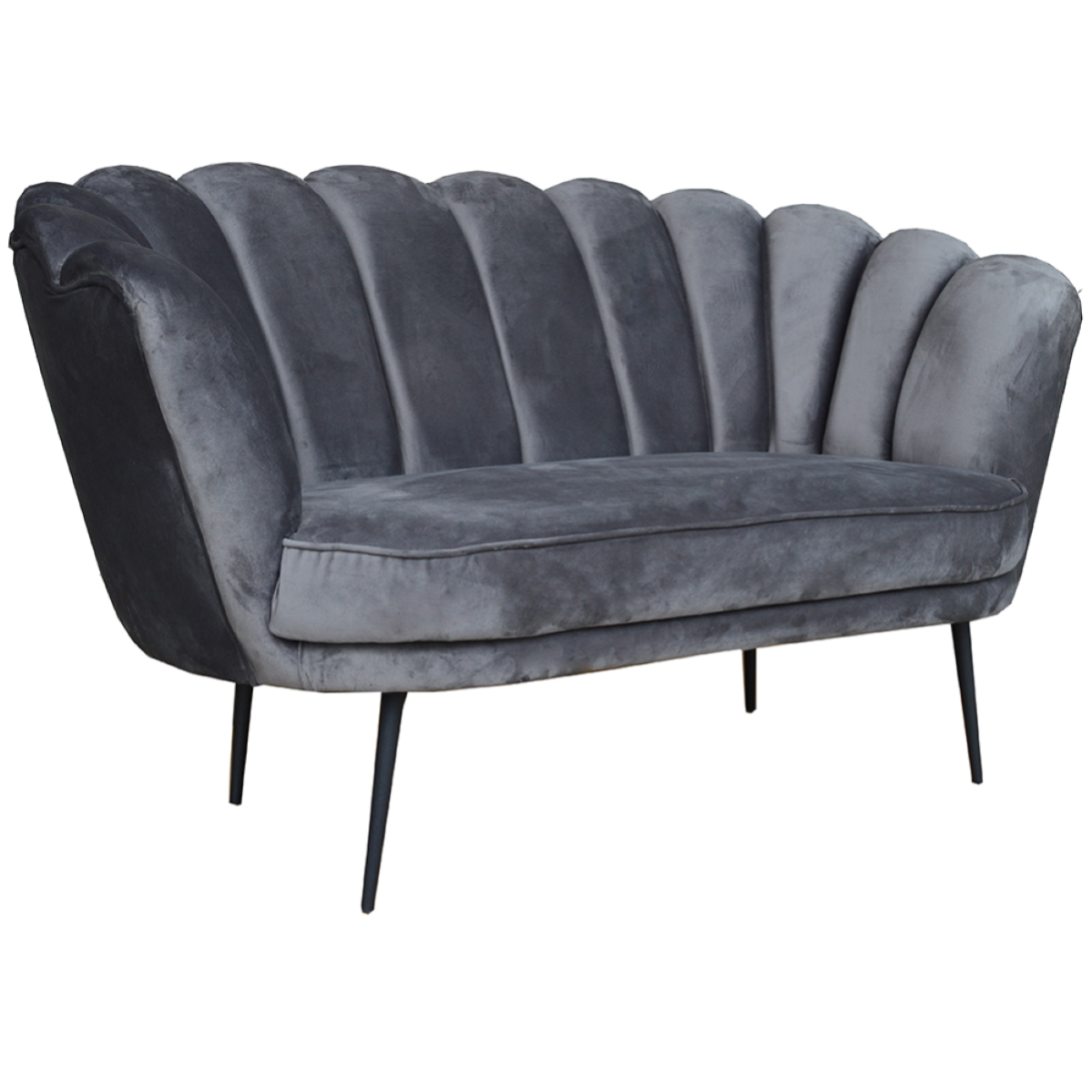 Canapé Shell 130 cm en velours et pieds en métal ANTHRACITE. | Leroy Merlin